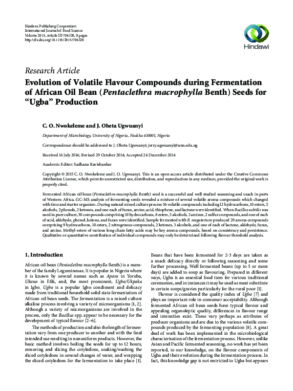 (PDF) Evolution of Volatile Flavour Compounds during Fermentation of ...