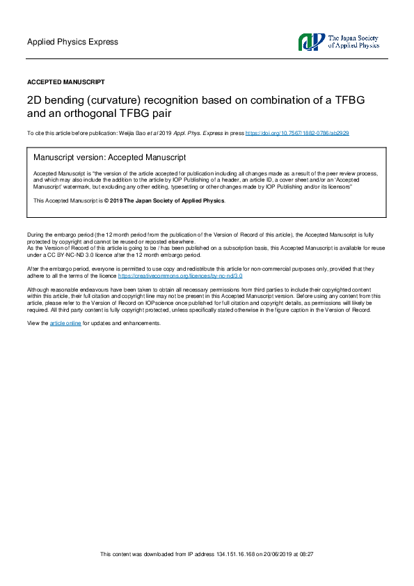 (PDF) 2D bending (curvature) recognition based on a combination of a TFBG and an orthogonal TFBG ...