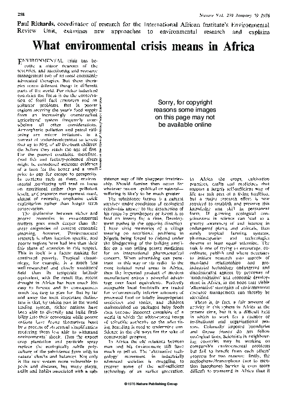 (PDF) What environmental crisis means in Africa