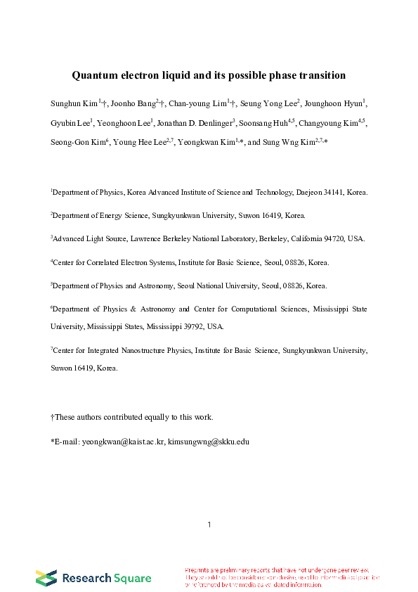 (PDF) Quantum electron liquid and its possible phase transition