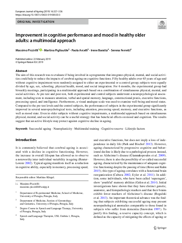(PDF) Improvement in cognitive performance and mood in healthy older adults: a multimodal ...