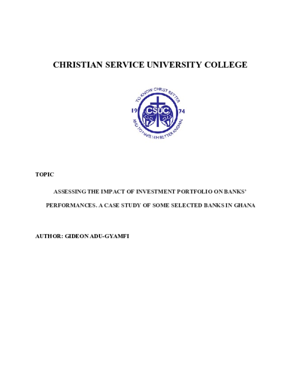 (DOC) Assessing the Impact of Investment Portfolio on Banks ...