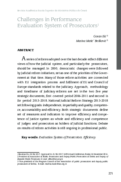Pdf Challenges In Performance Evaluation System Of Prosecutors