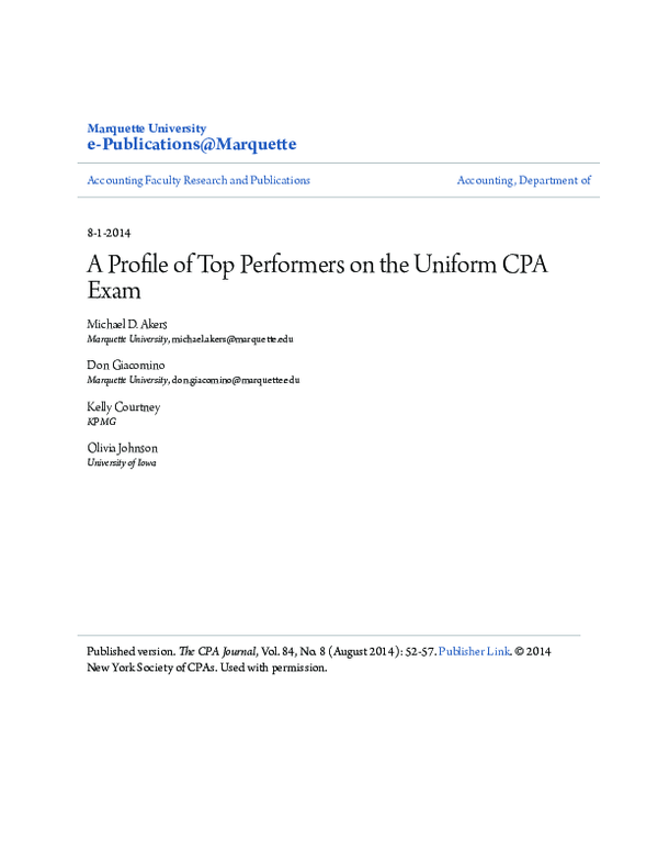 (PDF) A Profile of Top Performers on the Uniform CPA Exam
