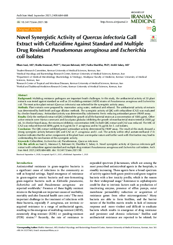 (PDF) Synergistic Effects of Quercus infectoria Extract