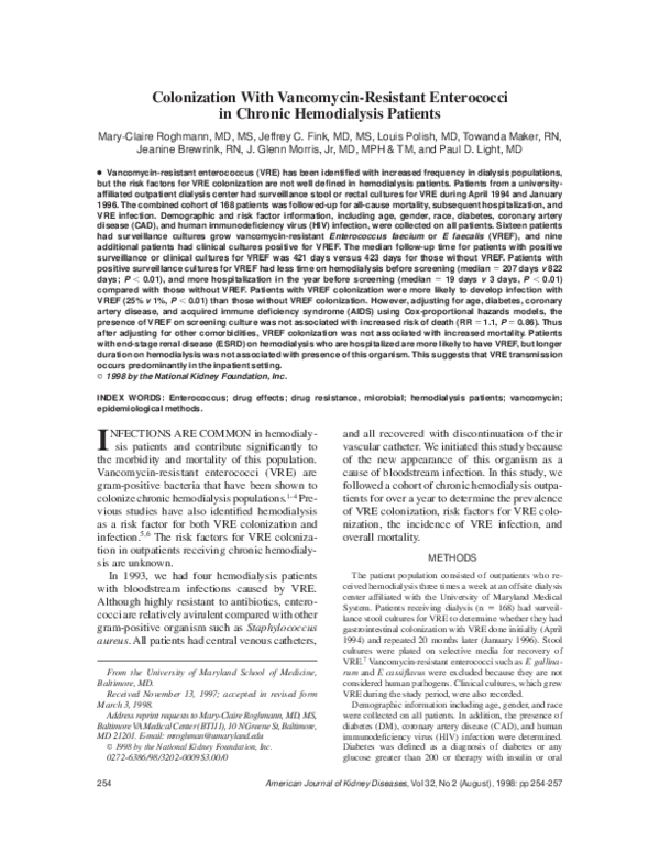 (PDF) Colonization with vancomycin-resistant enterococci in chronic ...