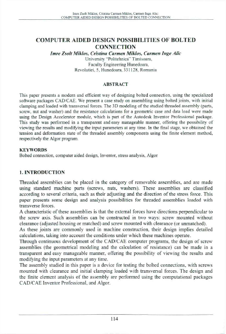 (PDF) Computer aided design possibilities of bolted connection