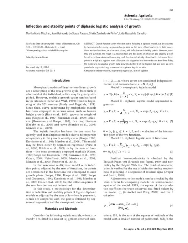 (PDF) Inflection and stability points of diphasic logistic analysis of growth
