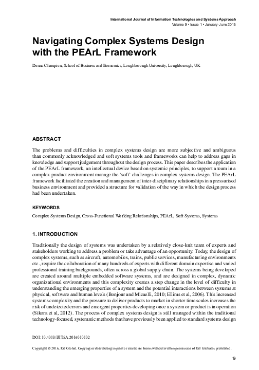 (PDF) Navigating Complex Systems Design with the PEArL Framework