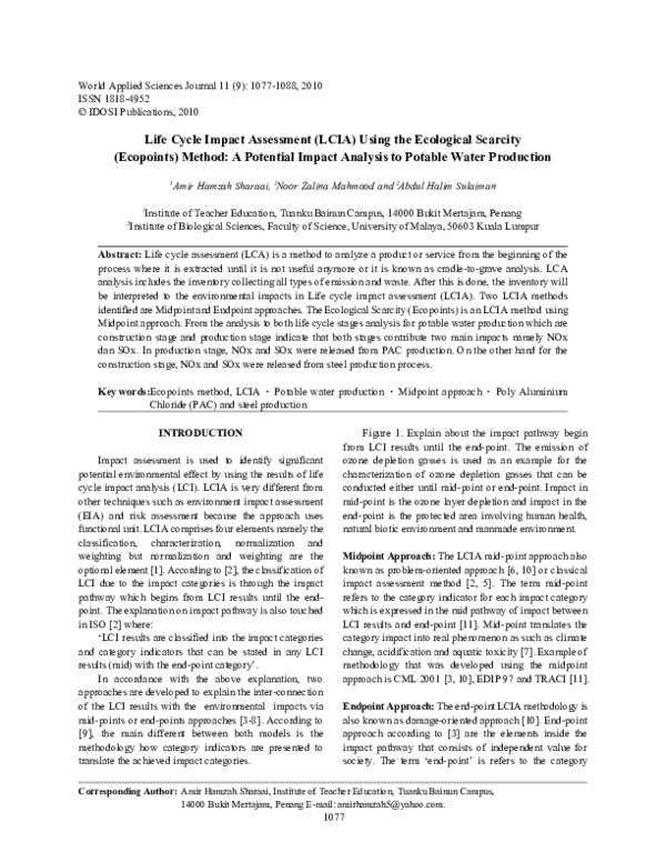(PDF) Life cycle impact assessment (LCIA) using the ecological scarcity ...
