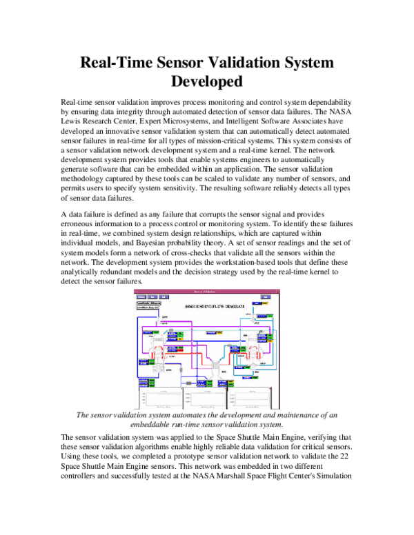 (PDF) Real-Time Sensor Validation System Developed