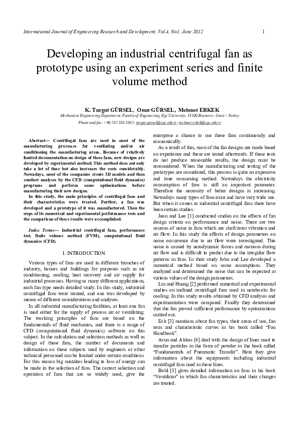 (PDF) Developing an industrial centrifugal fan as prototype using an ...