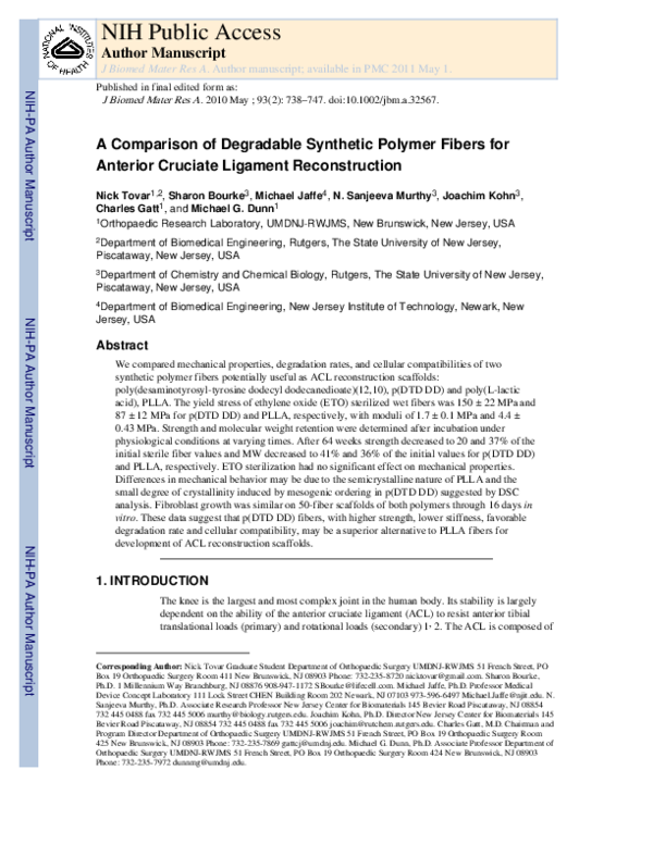 (PDF) A comparison of degradable synthetic polymer fibers for anterior ...