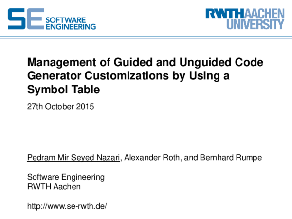 (PDF) Management of guided and unguided code generator customizations ...