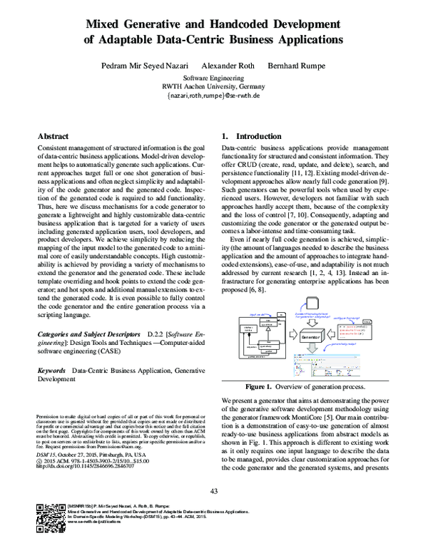 (PDF) Mixed generative and handcoded development of adaptable data-centric business applications ...