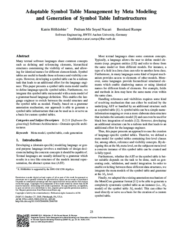 (PDF) Adaptable symbol table management by meta modeling and generation of symbol table ...