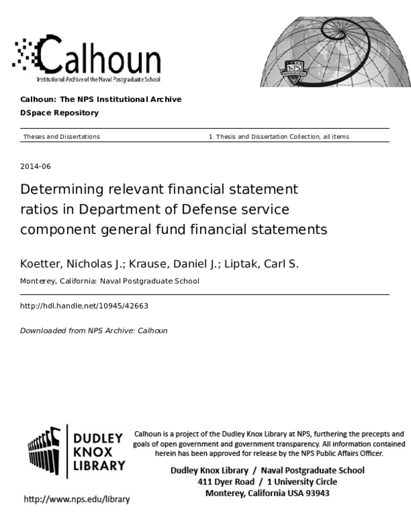 (PDF) Determining Relevant Financial Statement Ratios in Department of ...