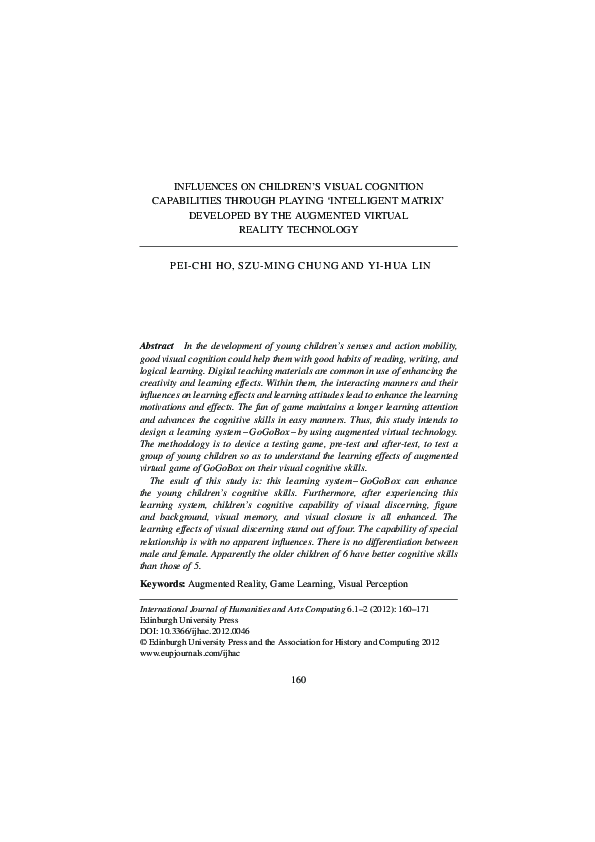 (PDF) Augmented Reality's Impact on Children's Cognition