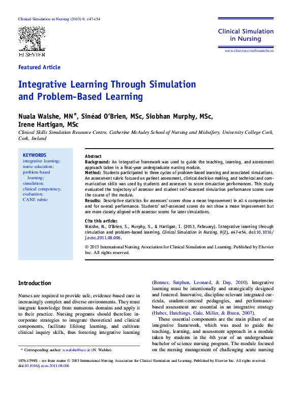 (PDF) Integrative Learning Through Simulation and Problem-Based Learning