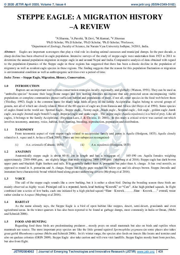 (PDF) Steppe Eagle: A Migration History –A Review