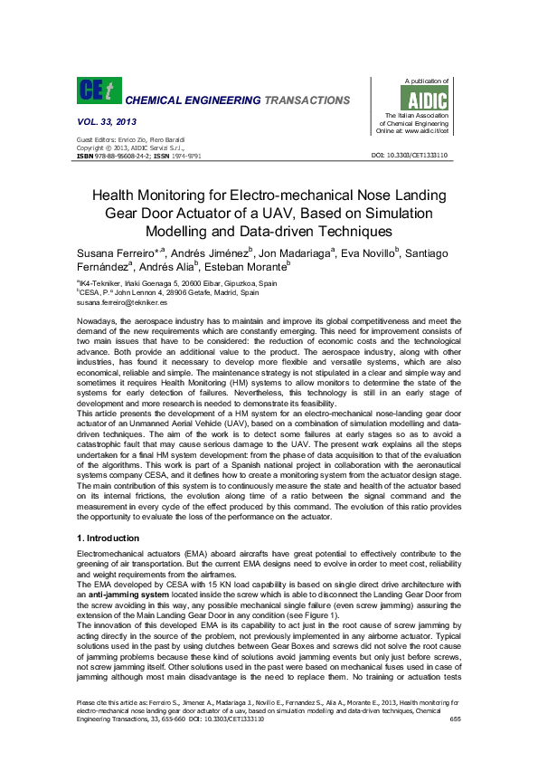 (PDF) Health Monitoring for Electro-mechanical Nose Landing Gear Door ...