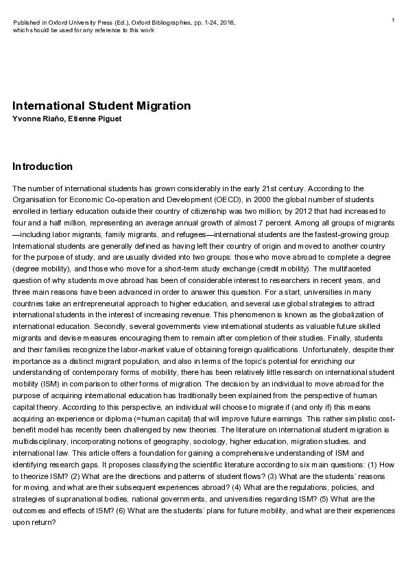 (PDF) International Student Migration