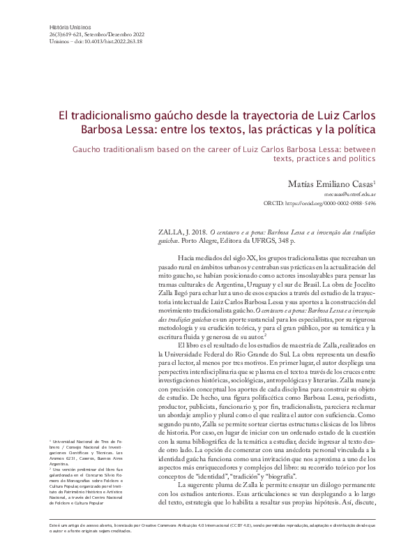 (PDF) El tradicionalismo gaúcho desde la trayectoria de Luiz Carlos ...