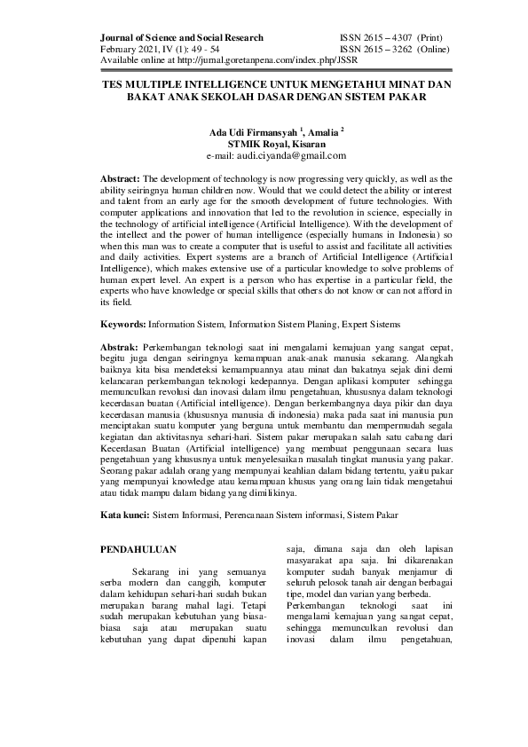 (PDF) Tes Multiple Intelligence Untuk Mengetahui Minat Dan Bakat Anak ...