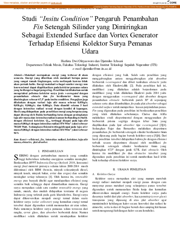 (PDF) Studi “Insitu Condition” Pengaruh Penambahan Fin Setengah ...