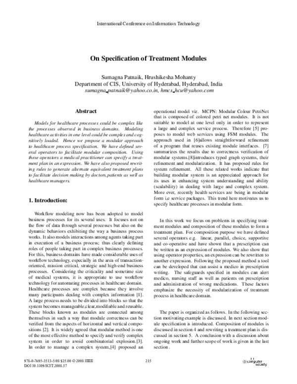 (PDF) On Specification of Treatment Modules