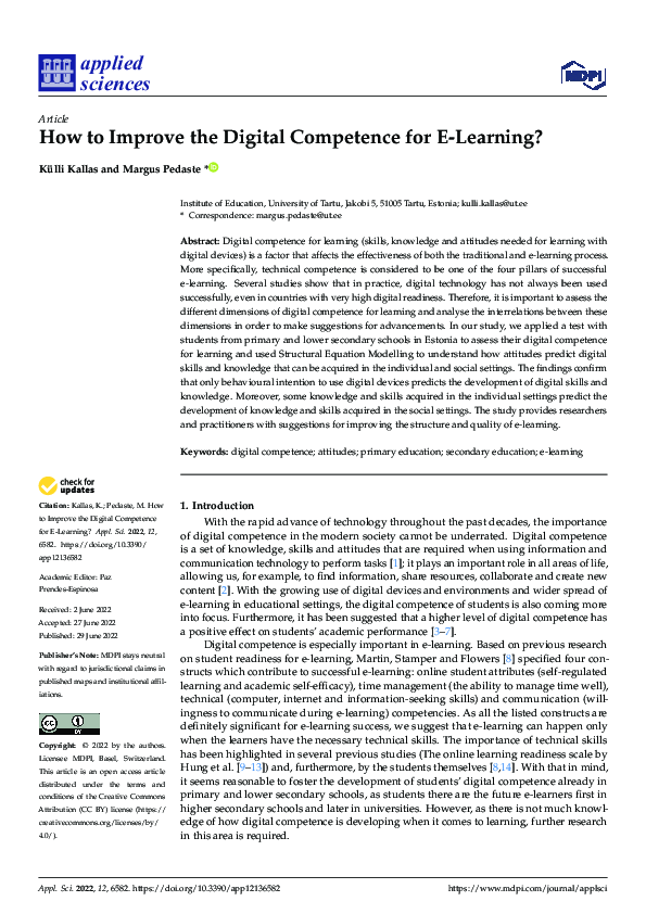 (PDF) How to Improve the Digital Competence for E-Learning?