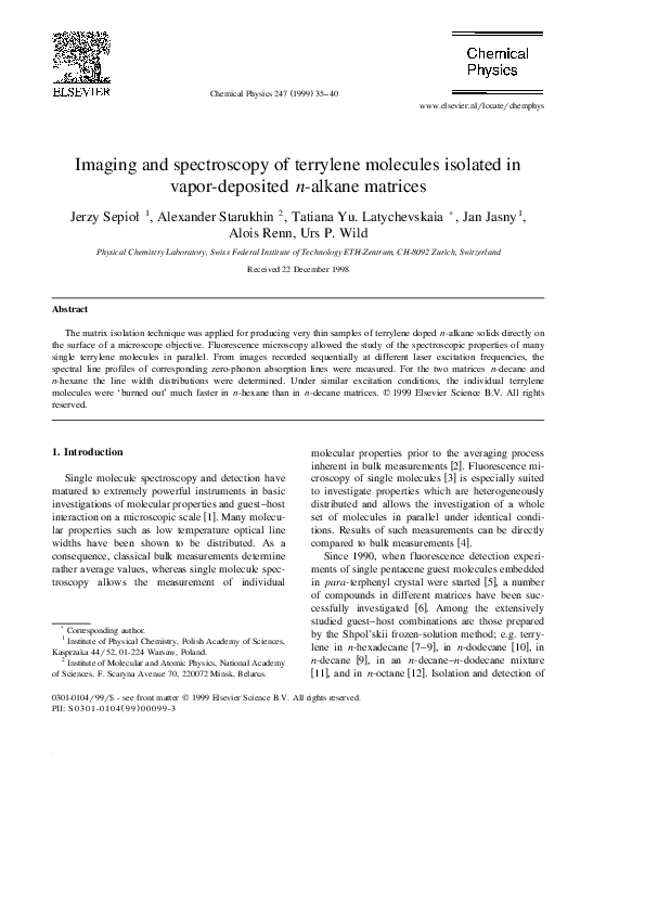 (PDF) Imaging and spectroscopy of terrylene molecules isolated in vapor ...