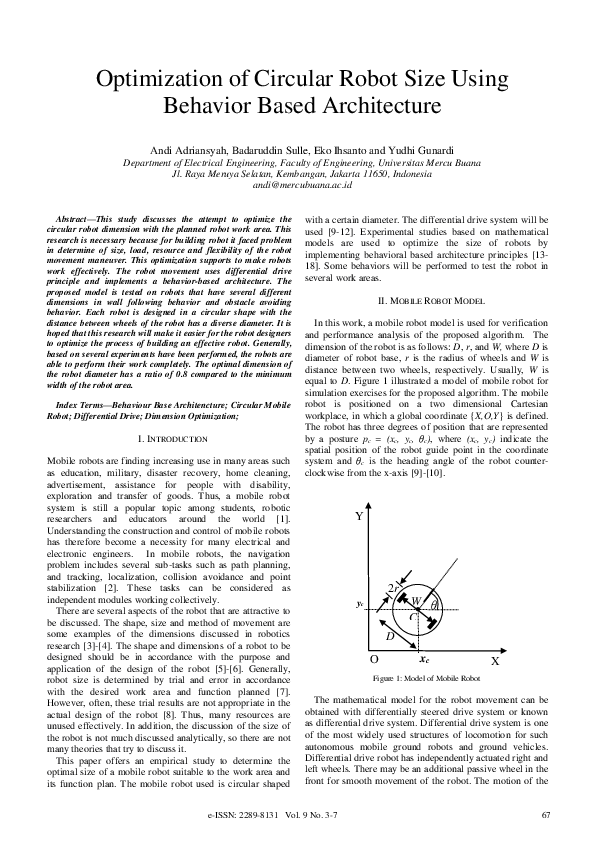 (PDF) Optimization of Circular Robot Size Using Behavior Based Architecture