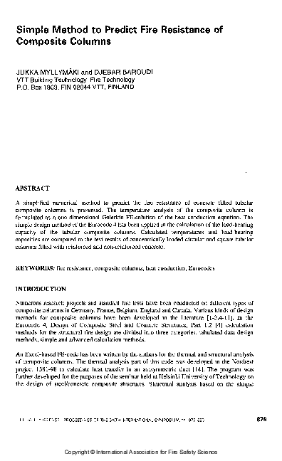 (PDF) Simple Method To Predict Fire Resistance Of Composite Columns