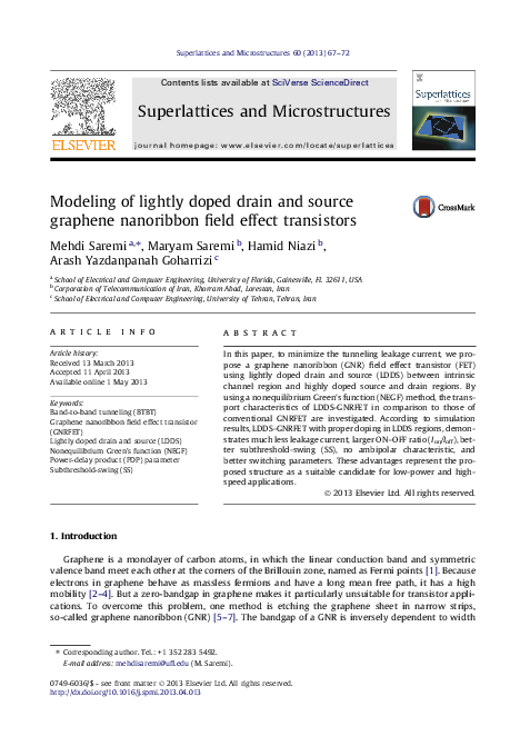 (PDF) Modeling of lightly doped drain and source graphene nanoribbon ...