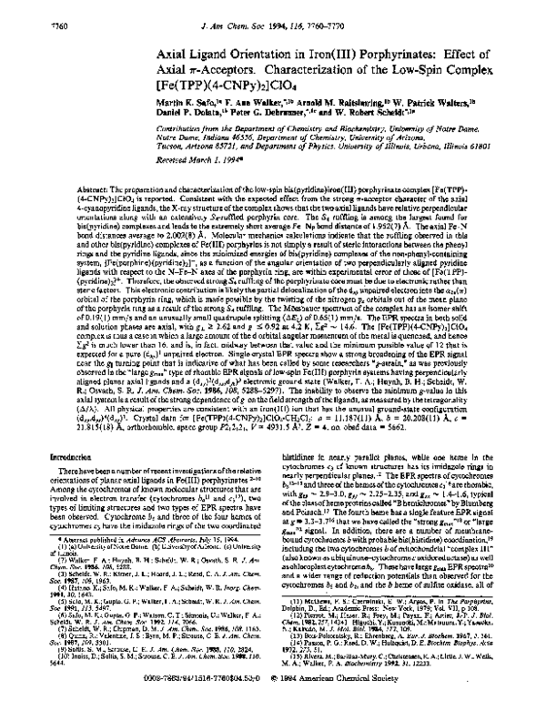 (PDF) Axial Ligand Orientation in Iron(III) Porphyrinates: Effect of ...