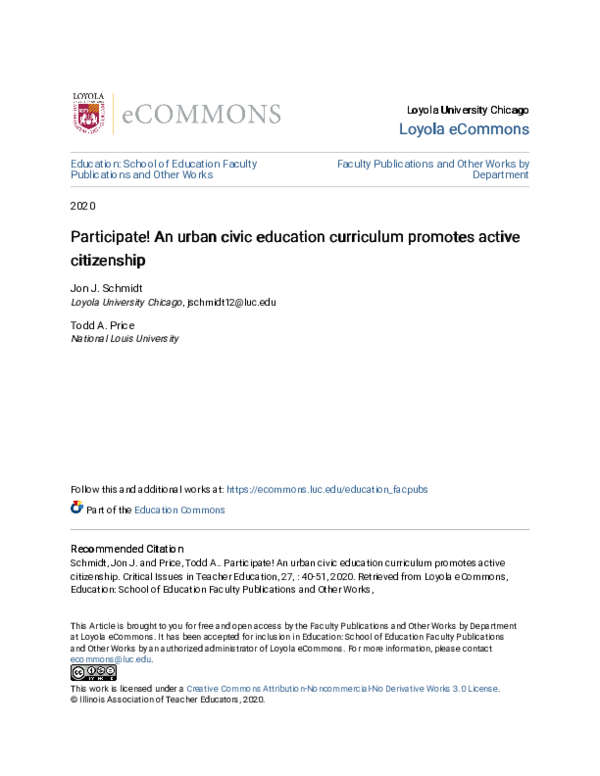 (PDF) PARTICIPATE! An Urban, Civic Education Curriculum Promotes Active ...