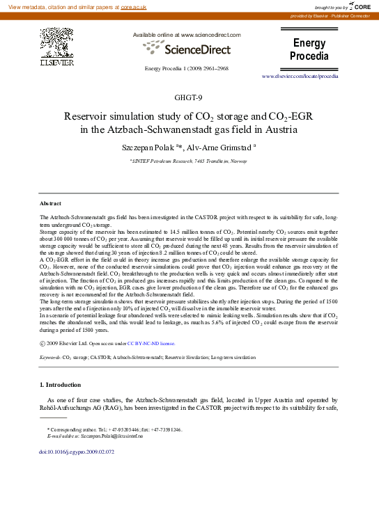 (PDF) Reservoir simulation study of CO2 storage and CO2 -EGR in the Atzbach–Schwanenstadt gas ...