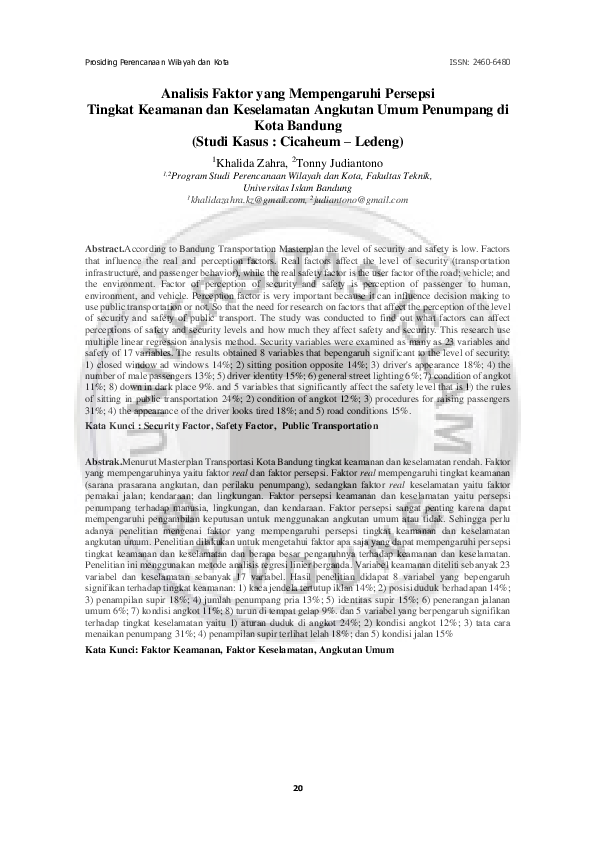 (PDF) Analisis Faktor yang Mempengaruhi Persepsi Tingkat Keamanan dan ...