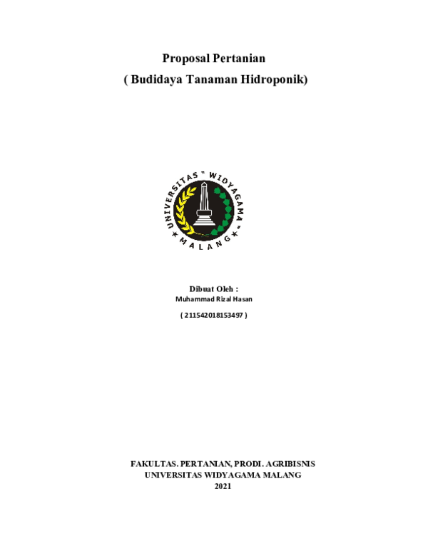 (DOC) Proposal Budidaya Tanaman Hidroponik