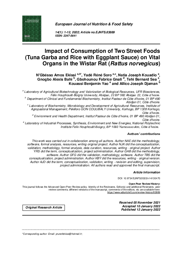 (PDF) Impact of Consumption of Two Street Foods (Tuna Garba and Rice ...