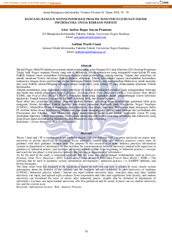 (PDF) Rancang Bangun Sistem Informasi Praktik Industri DI Jurusan ...