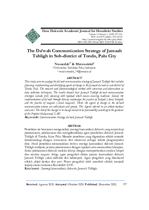 (PDF) The Da’wah Communication Strategy of Jamaah Tabligh in Sub ...