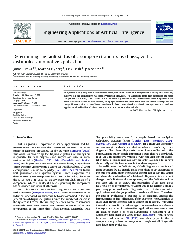 (PDF) Determining the fault status of a component and its readiness ...