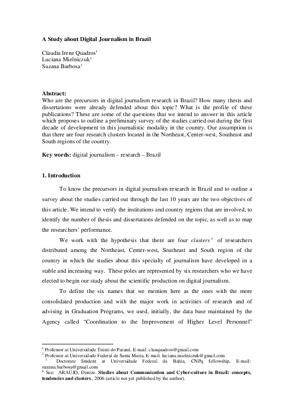 (PDF) A Study on digital Journalism in Brazil