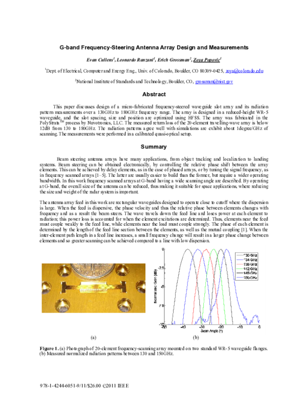 (PDF) G-band frequency-steering antenna array design and measurements