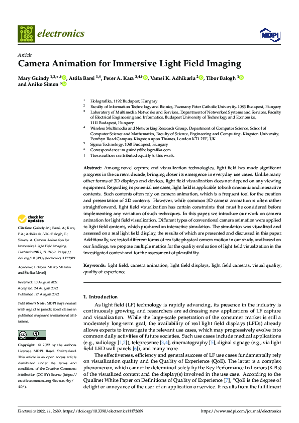 (PDF) Camera Animation for Immersive Light Field Imaging