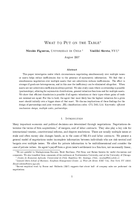 (PDF) What to Put on the Table