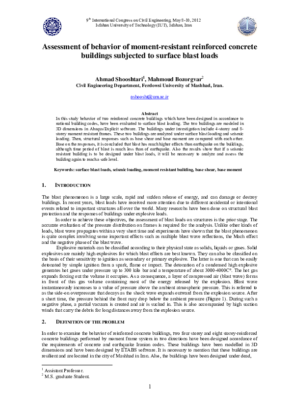 (PDF) Assessment of behavior of moment-resistant reinforced concrete Buildings subjected to ...