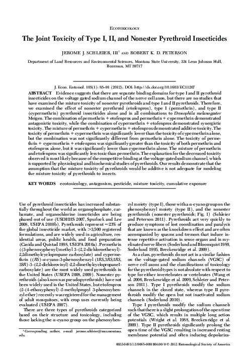 (PDF) The Joint Toxicity of Type I, II, and Nonester Pyrethroid ...
